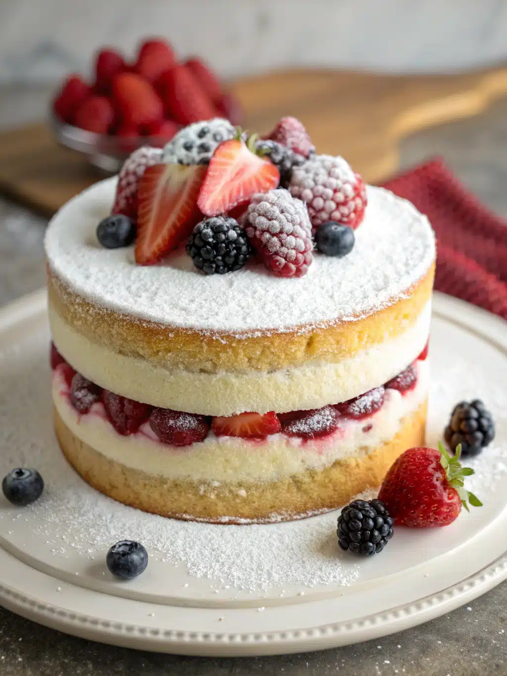 Berry Mousse Genoise Layer Cake - Recipe High