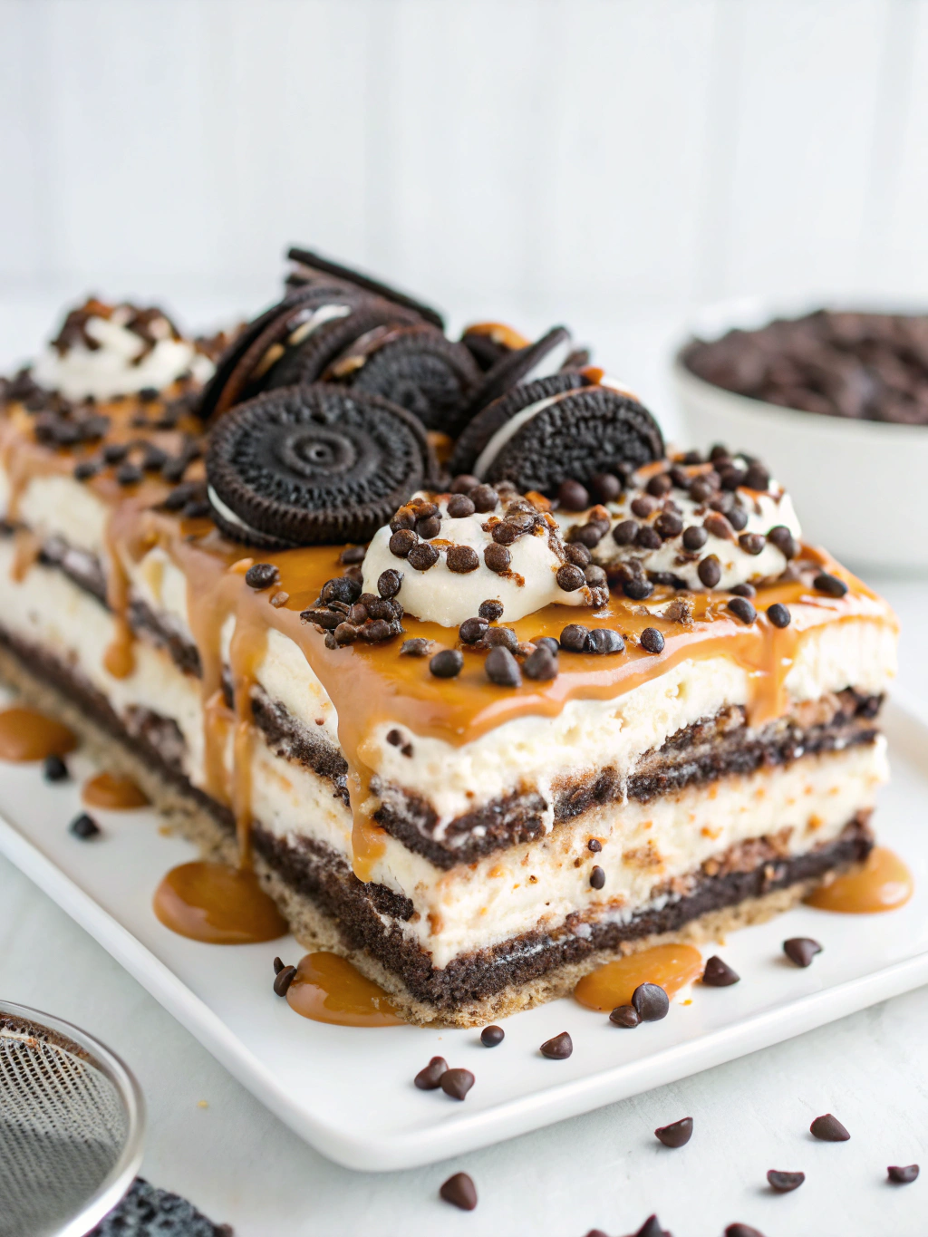 Easy No Bake Salted Caramel Oreo Icebox Cake - Recipe High